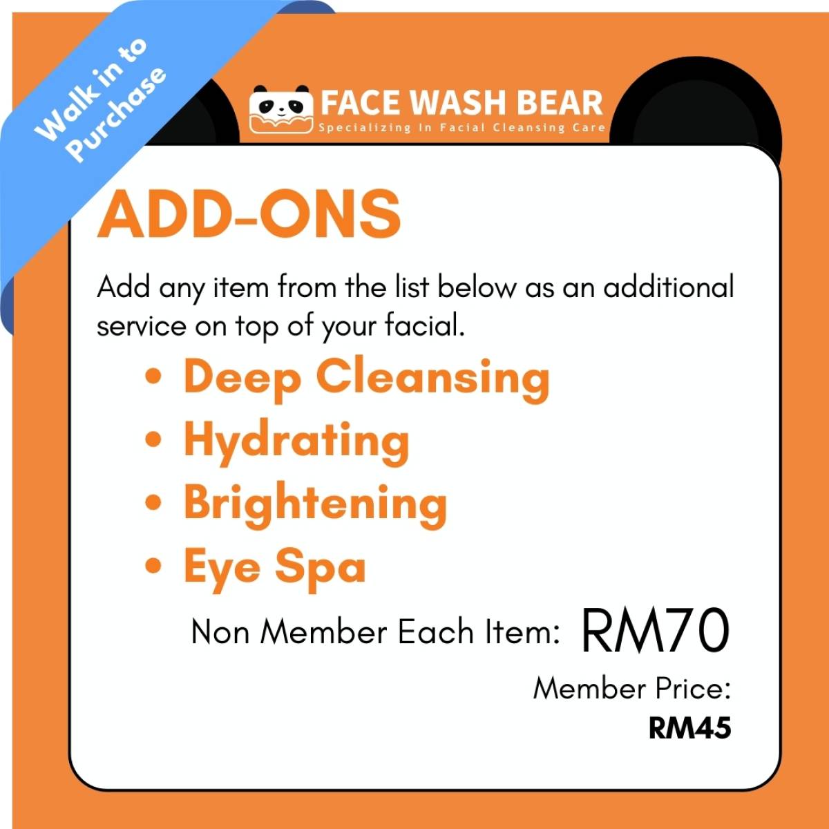 BRIGHTEN Brightening Facial (Add-On) | FACE WASH BEAR | Specialising In Facial Cleaning Care